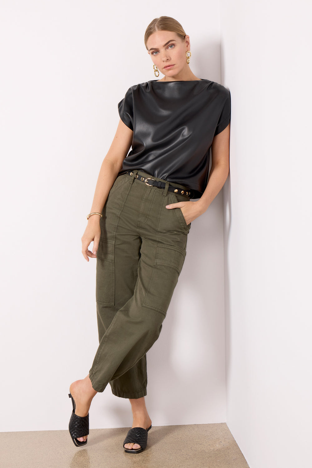 Astrid Faux Leather Muscle Top