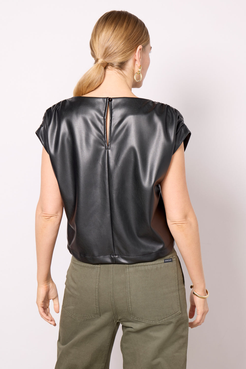 Astrid Faux Leather Muscle Top