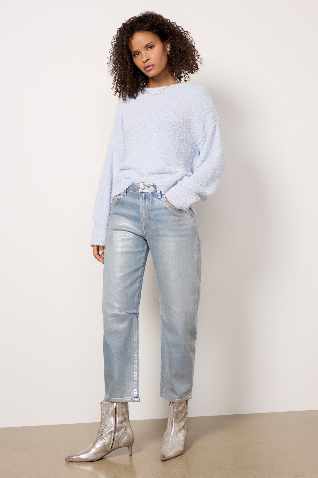 Metallic Ashley Barrel Jean